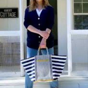 Draper James | Bags | Draper James Large Canvas Tote Bag Awning Stripe ...